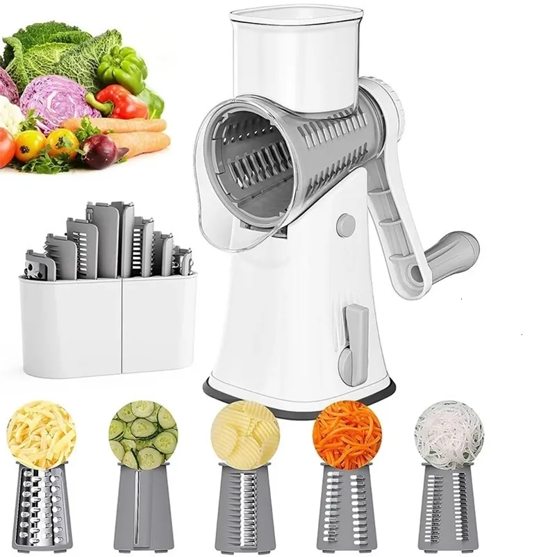 LMETJMA 5 In 1 Rotary Cheese Graters Kitchen Mandoline Slicer With ...