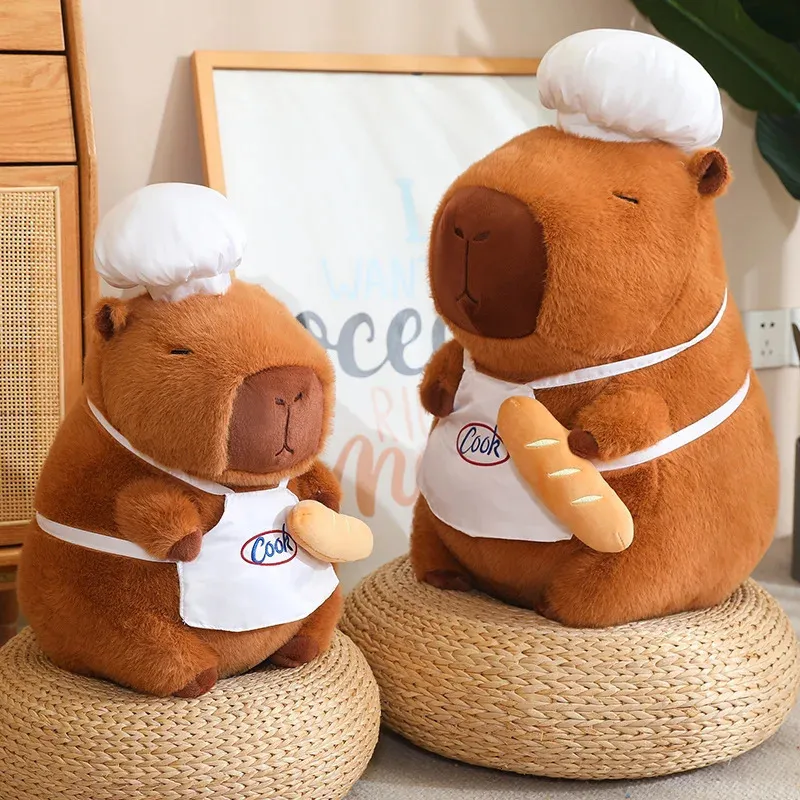 Adorable Chef Capybara Peluş Oyuncak Kawaii Capybara Dolgulu Bebek ...