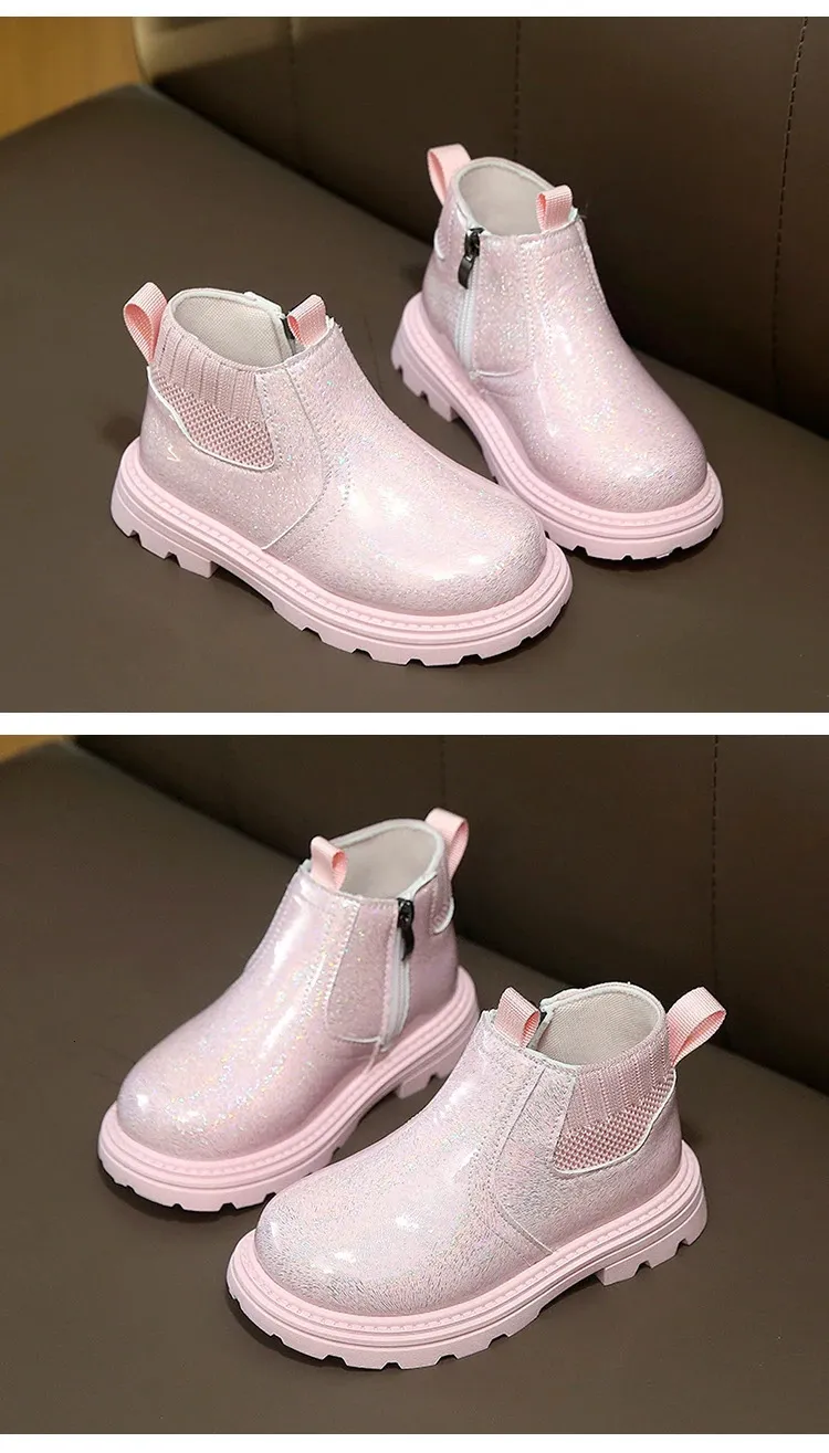 Girls' Martens-Style Boots: White, Black, and Pink Winter Autumn Flat ...