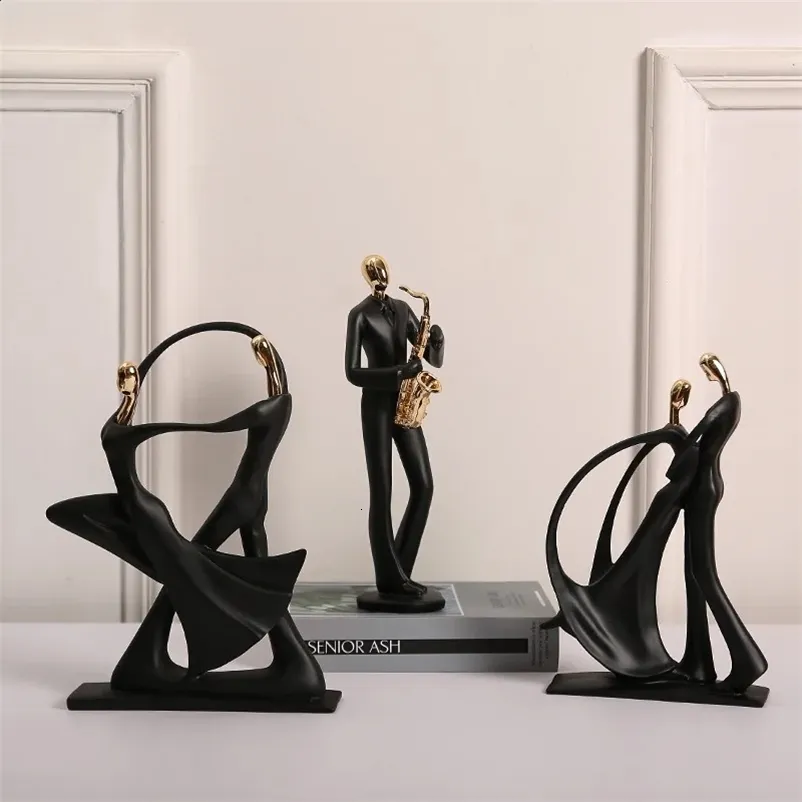 Musician Sculpture Abstract Jazz Band Figurines Resin Desktop Ornament ...