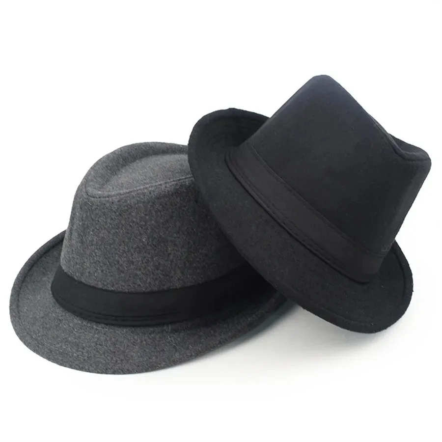 Unisex British Felt Jazz Hat For Middle-Aged Men, Wool Fedora Bucket ...