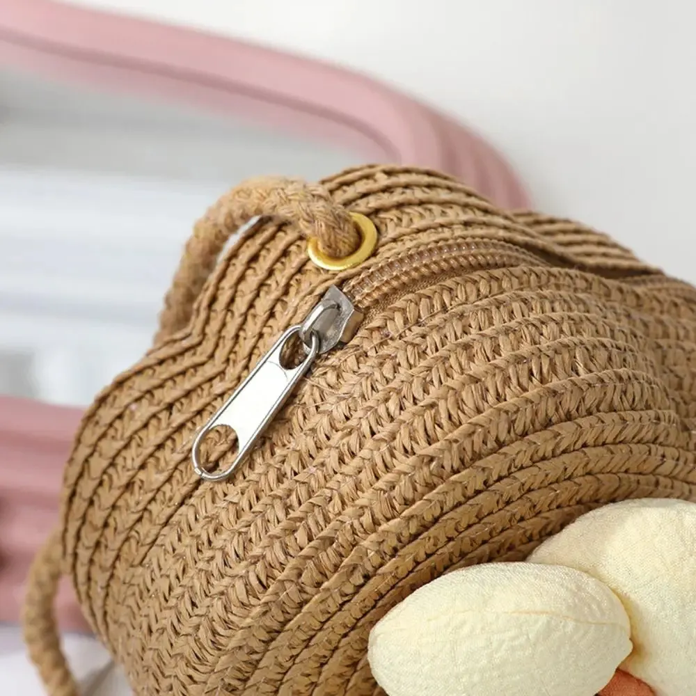 Durable Straw Crossbody Bag with Flower Woven Coin Purse - Cute Summer ...