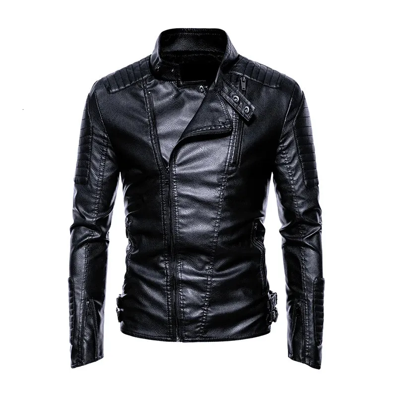 Leather Jacket: Men's Autumn Winter Vintage Motorcycle Lapel Waterproof ...