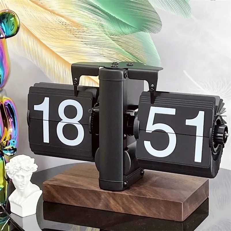 Retro Mechanical Flip Down Page Desk Digital Clock For Desktop 12h/24h ...