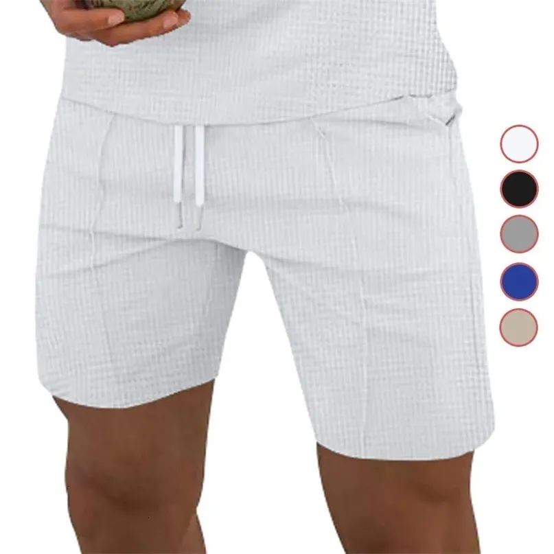 Solid Color Summer Men's Sports Waffle Trendy Casual Shorts - European ...