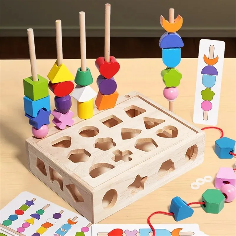 Wooden Geometric Shape Cognitive Matching Blocks Child Interactive ...