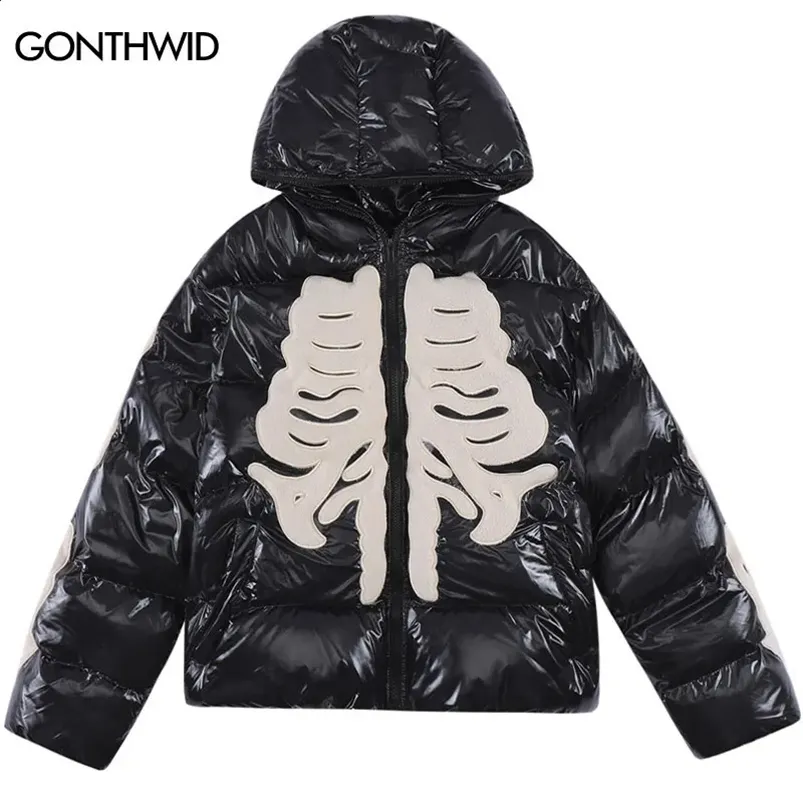 Winter Hooded Parka Jacket Y2K Grunge Streetwear Hip-Hop Embroidery ...