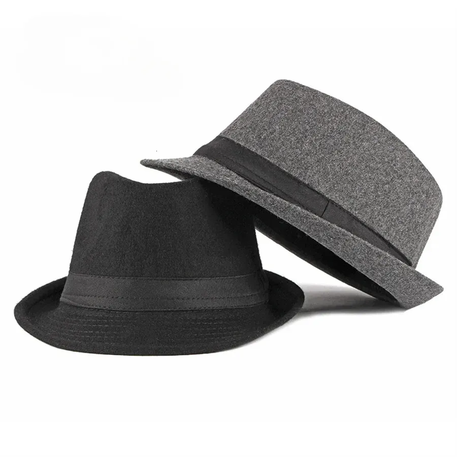 Unisex British Felt Jazz Hat For Middle-Aged Men, Wool Fedora Bucket ...