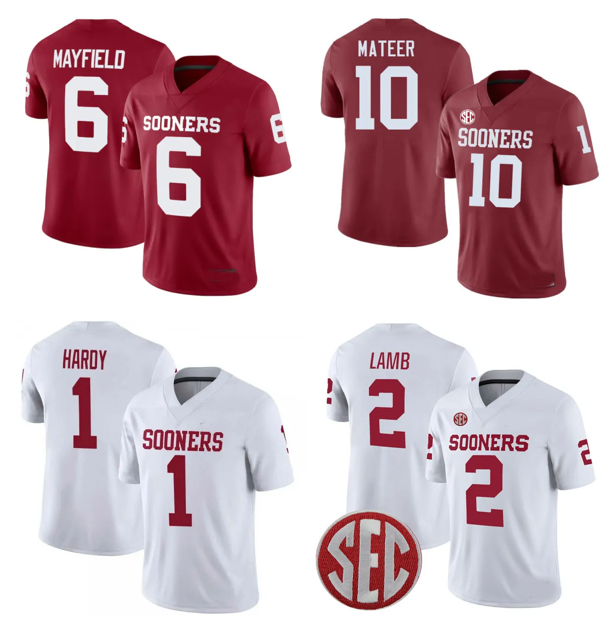 John Mateer CeeDee Lamb Oklahoma Sooners American Football Jerseys ...