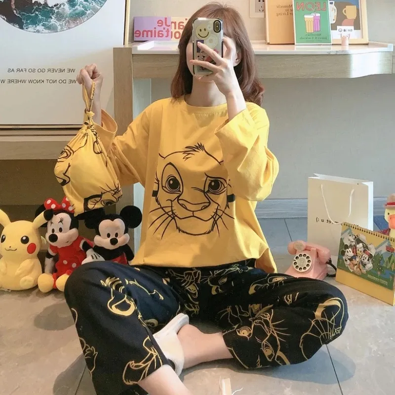 Simba Lion King Snoopy Pajamas Womens Long Sleeve Autumn/Winter ...