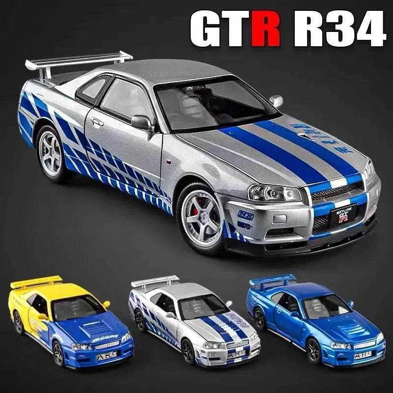 32 Nissan Skyline GTR R34 Diecast Model Jdm Cars Fast Fast Furious ...