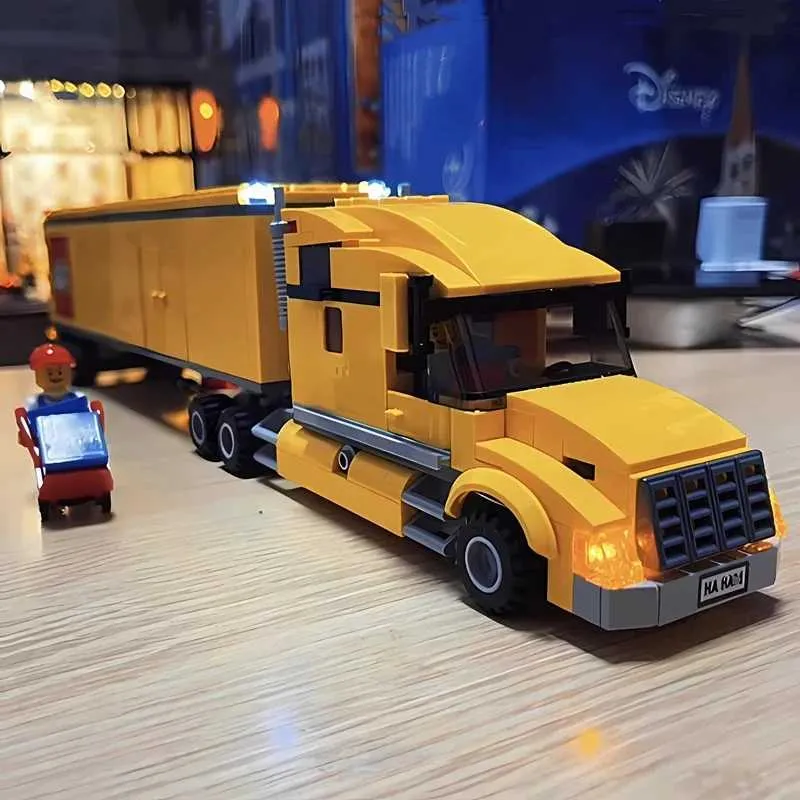 Container Truck Toy Yellow Big Rig Model Building Blocks, Technical ...