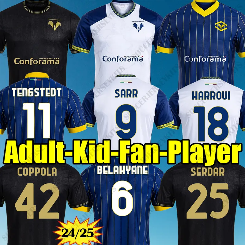 Hellas Verona 2024 Soccer Jersey Tengsted, Sarr, Serdar, Belahyane ...