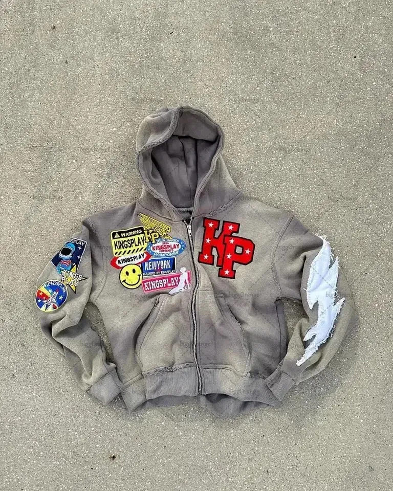 Y2K Retro Punk Zipper Vintage Zip Up Hoodie For Men Trendy Y2K Retro Punk Zipper Vintage Zip Up Hoodie For Men Trendy