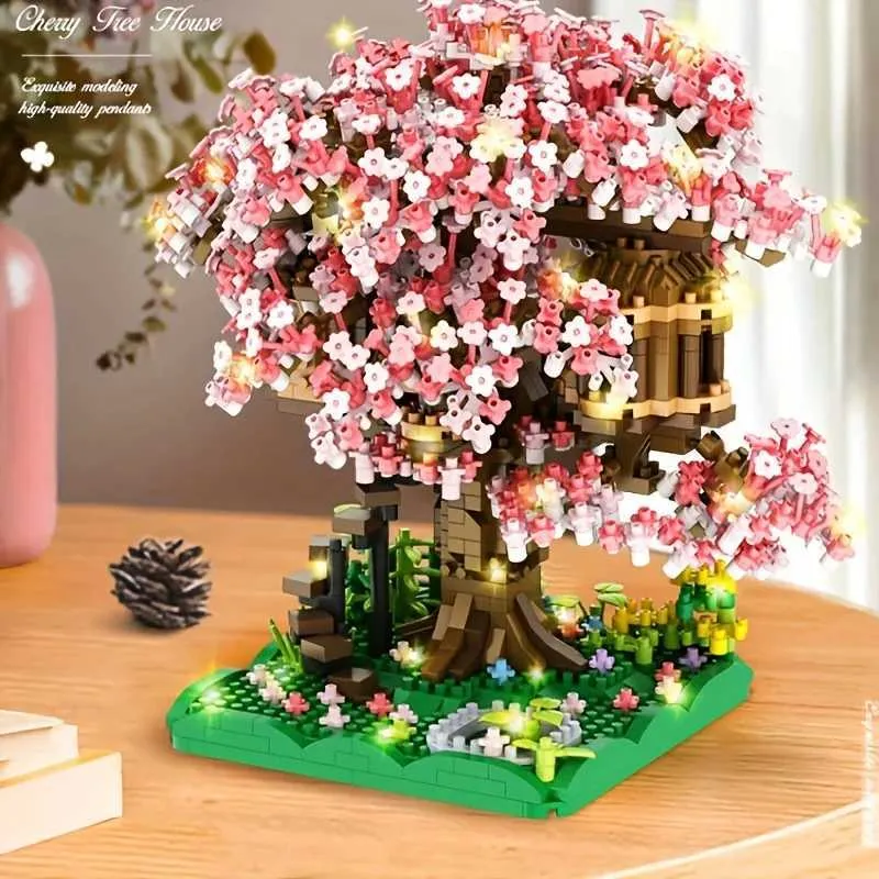 Mini cherry tree DIY 3D building blocks set micro diamond small ...