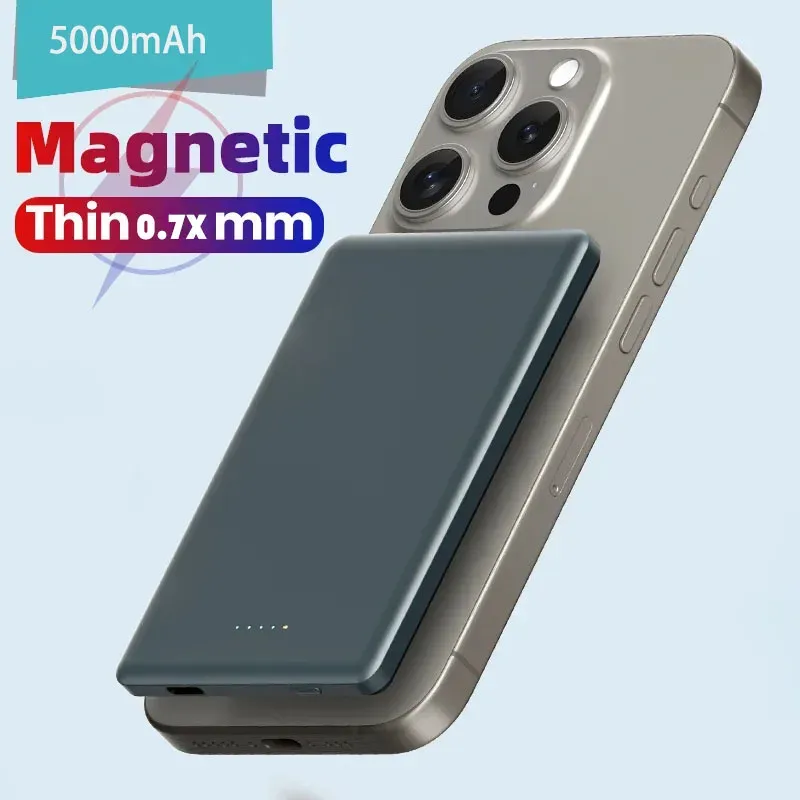 Magnetic Power Bank For IPhone 5000mAh PD Fast Charging Mini Wireless ...