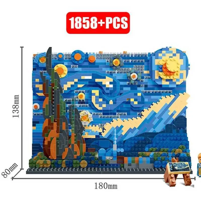 3D Building Blocks Starry Night Painting Micro Home Decor, Educational ...