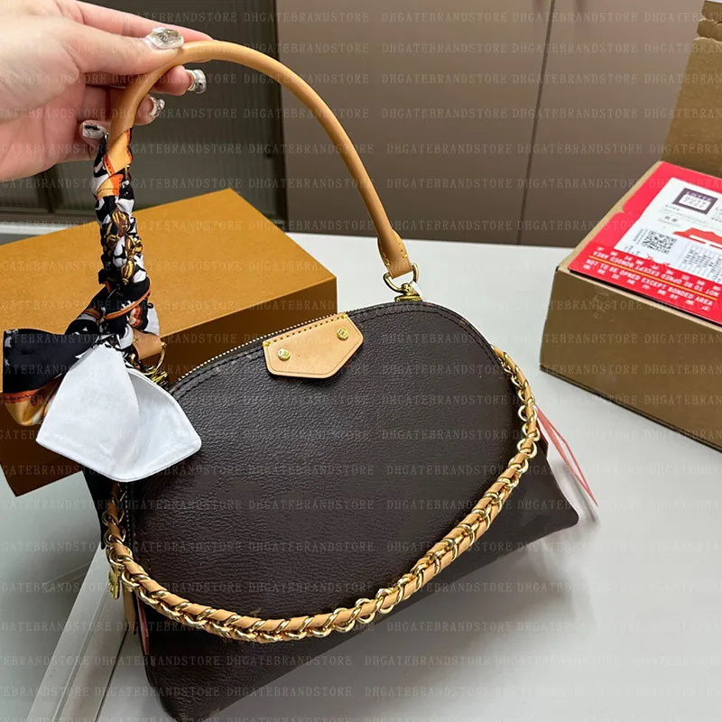 Handle Shell Double Layer Leather Shoulder Bag Small Shell Shape With ...