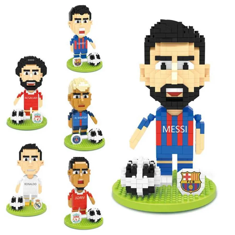 W250102 Football Player Mini 3D Building Blocks Toy DIY Kids Action ...