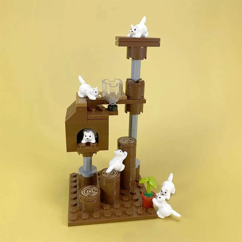MOC City Cattery Building Blocks Cats House Farm Parts Compatible with ...