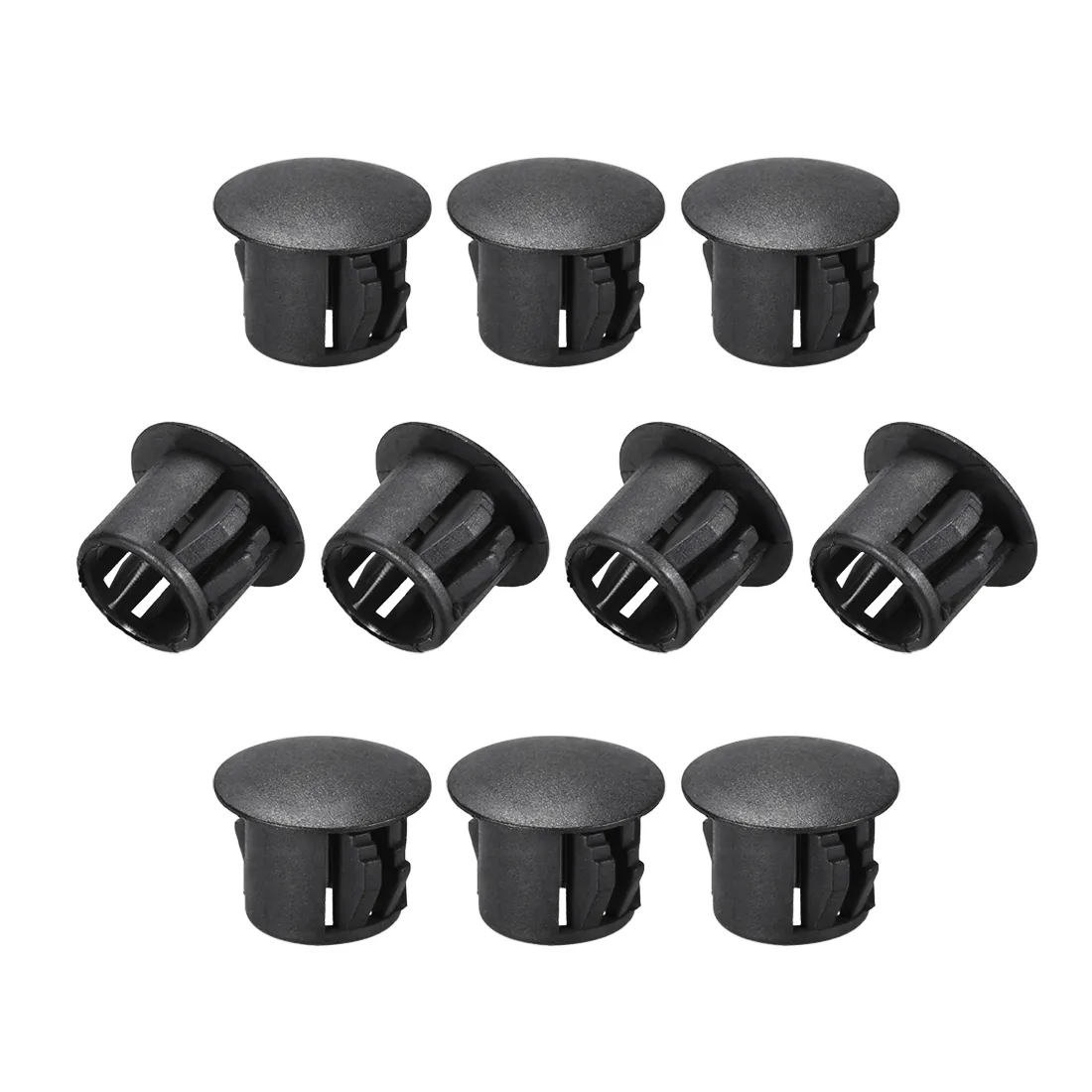 Plastic Hole Covers 10mm Mounting, Black Nylon Snap On Plugs, Round ...