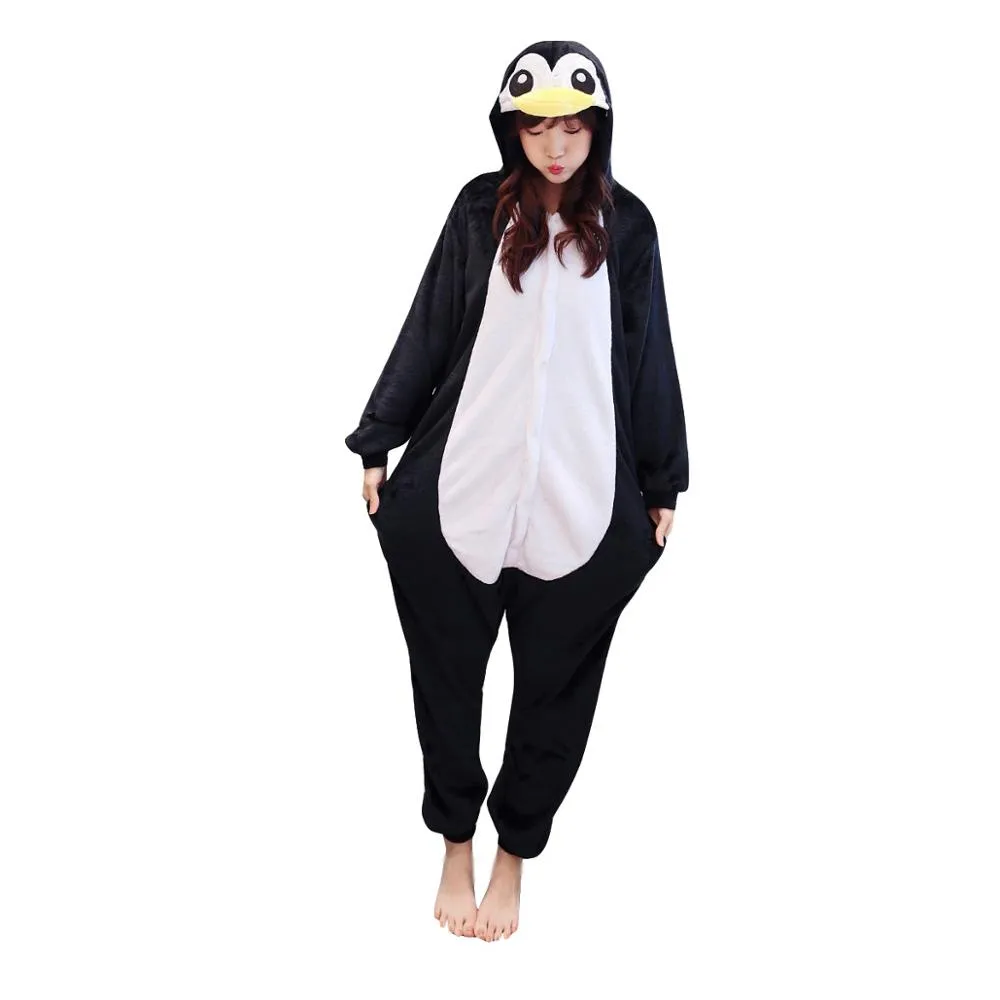Animal Onesie Adult Penguin Costume: Soft Fleece Cosplay Pajamas ...
