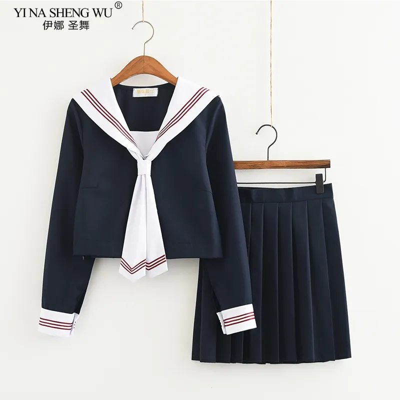 Japanese School Navy Blue JK School Uniforms With Pleated Skirt And ...