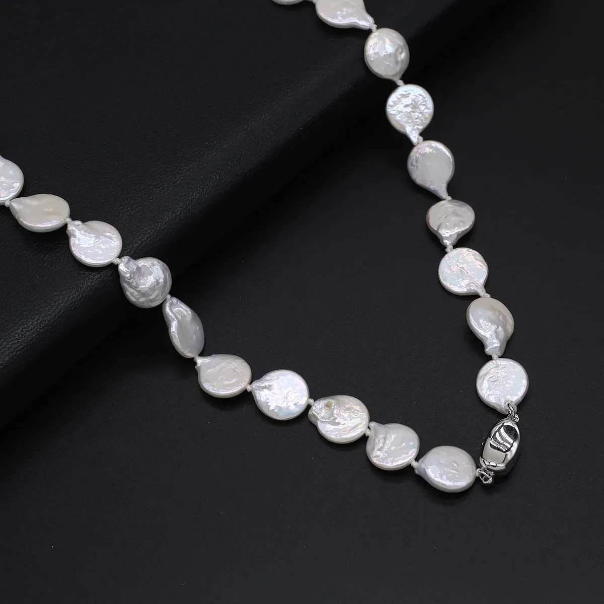 Natural Freshwater Pearl Necklace with 11-12mm Button-Shaped Beads ...