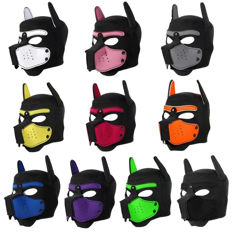 Pup Play Masks: Latex Dog Mask With Padded Hood & Ears For Role Play ...