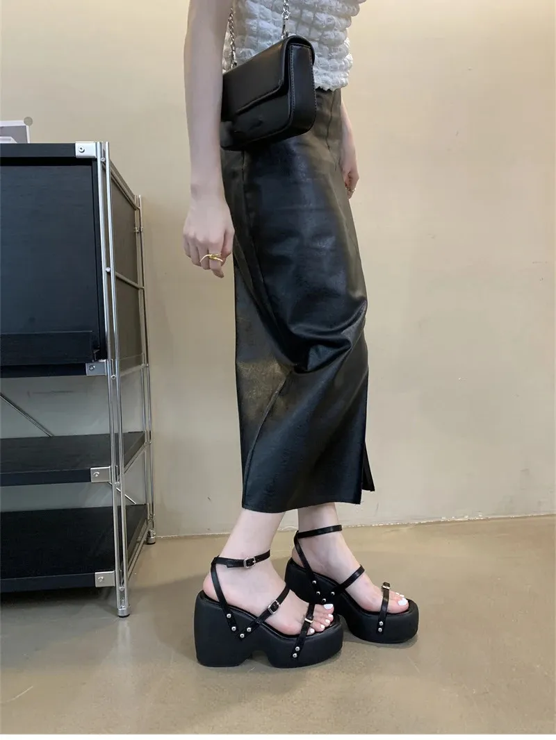 Gladiator Summer Chunky Women's Sandals Fashion Cover Toe Platform ...