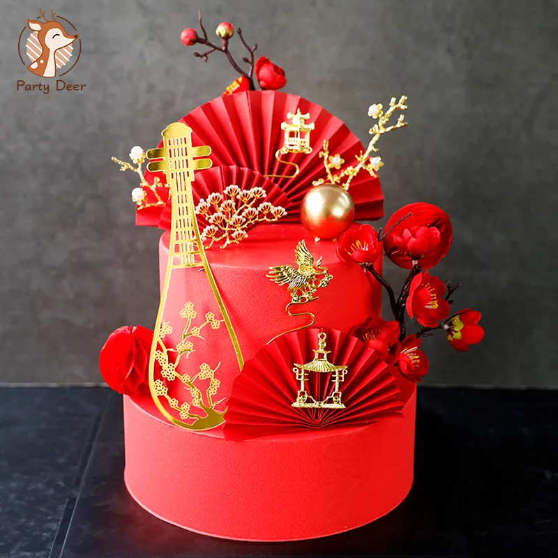 Cherry Blossom Tree Centerpiece Lute Pavilion Cake Topper Pine Tree ...