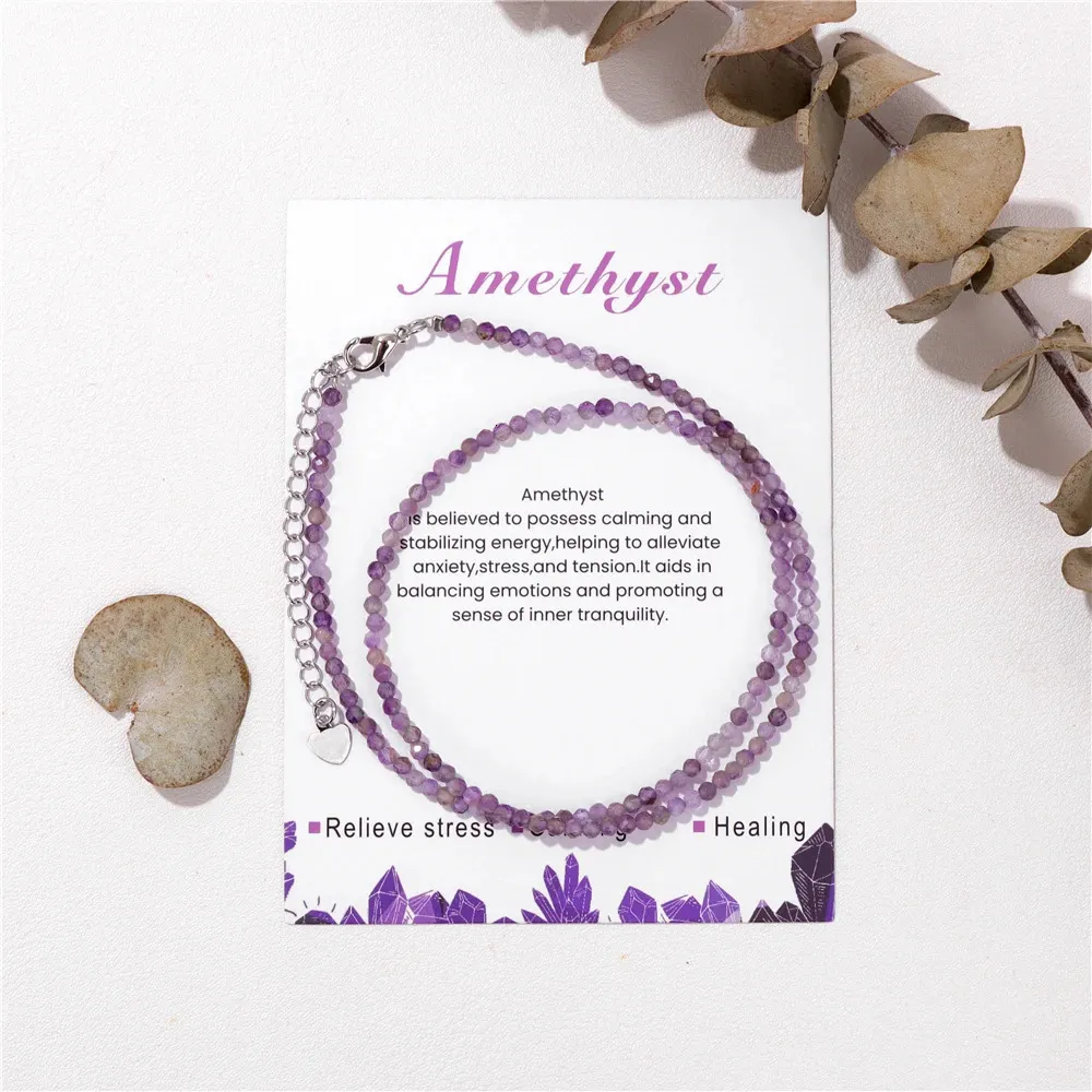 Natural Faceted Tiger Eye Stone Necklace 2mm Round Beaded Clavicular ...