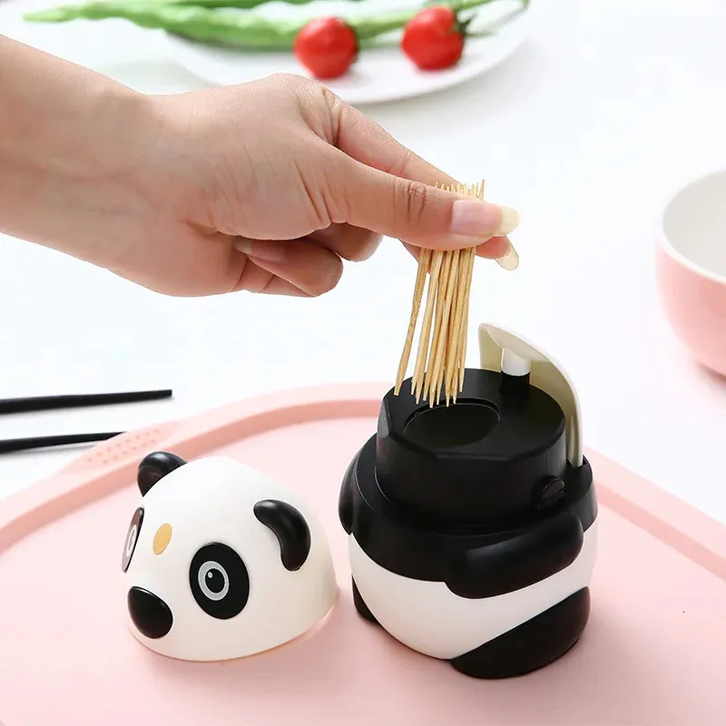 Bamboo Cartoon Panda Toothpick Holder Eco-Friendly Toothpick Dispenser ...
