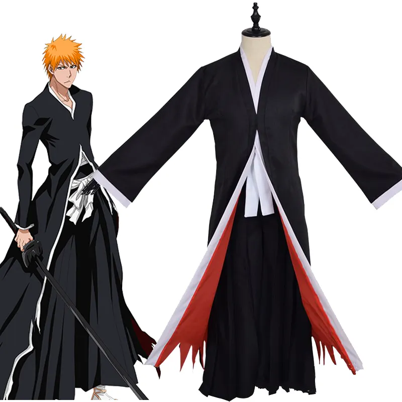 Cosplay Bleach Ichigo Kurosaki Costume: Anime Inspired Black Cape ...