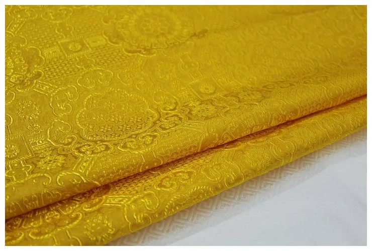 Yellow jacquard tapestry satin brocade fabric 29.5x19.7 in 75x50 cm for ...