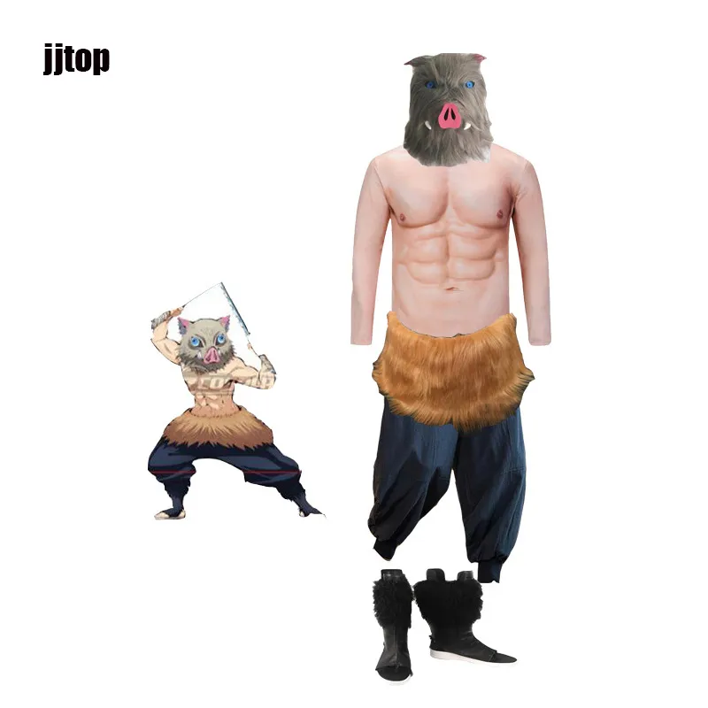 Demon Slayer Cosplay Costume: Nezuko Outfit With Pig Mask And Inosuke ...