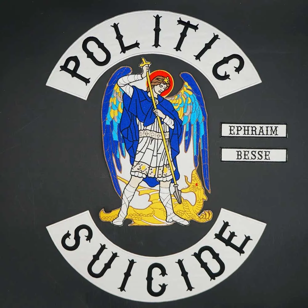 Politic Suicide Embroidered Applique Sewing Label Punk Biker Patches ...