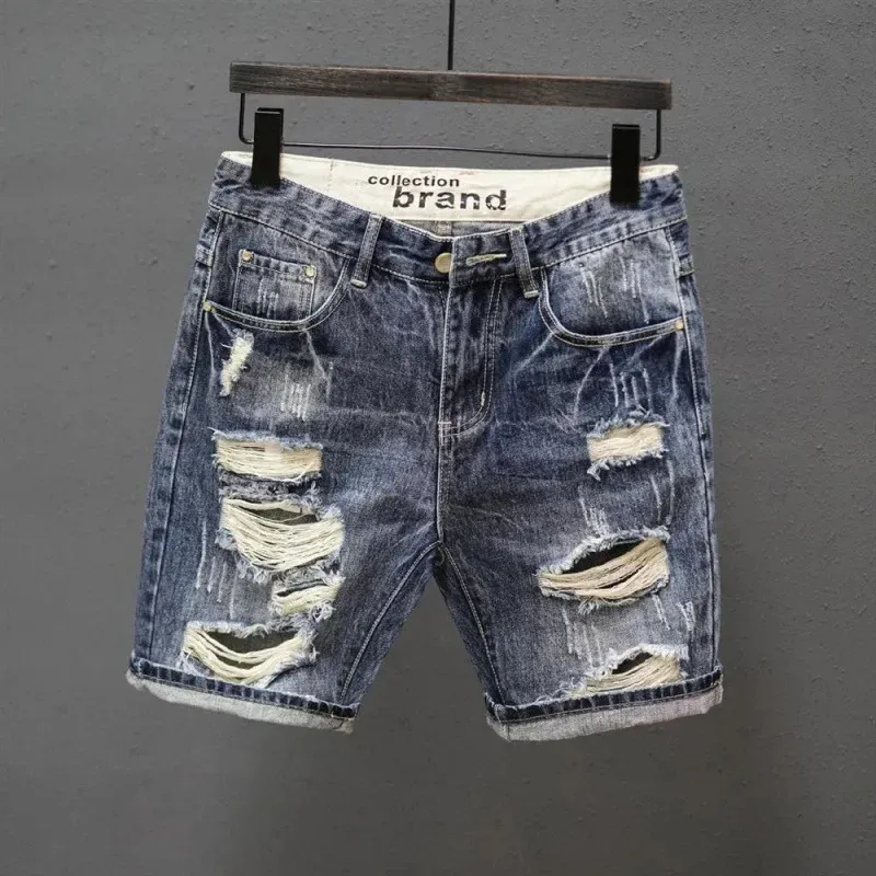 Five Piece Vintage Japanese Style Mens Denim Shorts Casual Straight Leg ...