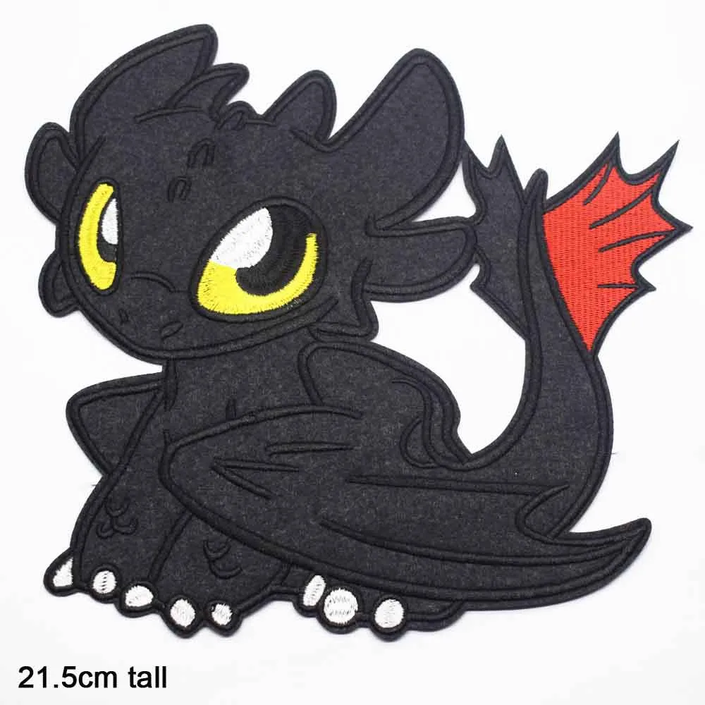Iron On Black Dragon Toothless Night Fury Embroidered Rough Patch For ...