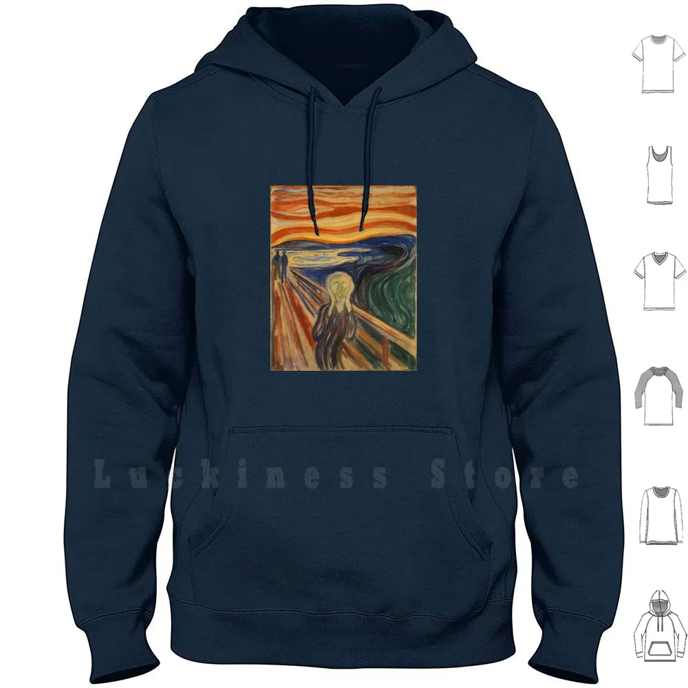 The Scream Painting Jean Michel Basquiat Hoodie Edvard Munch Long ...