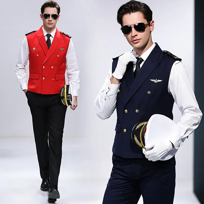 Luxury Male Navy Captain Cosplay Of Uniform Vest, Shirt, And Pants For ...