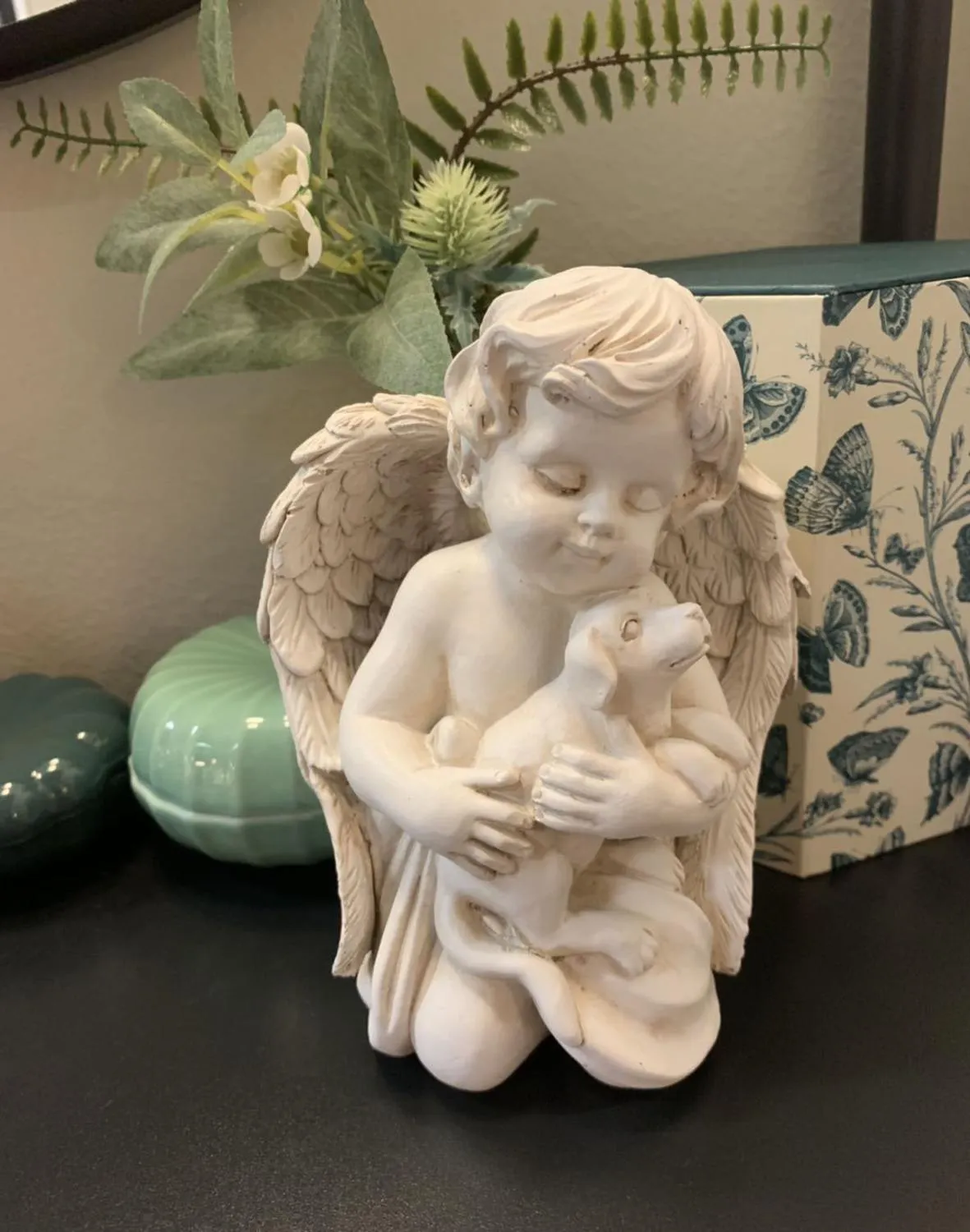 7 In 1 Angel Sleeping Angel Dog Statue Indoor/Outdoor Guardian Memorial ...
