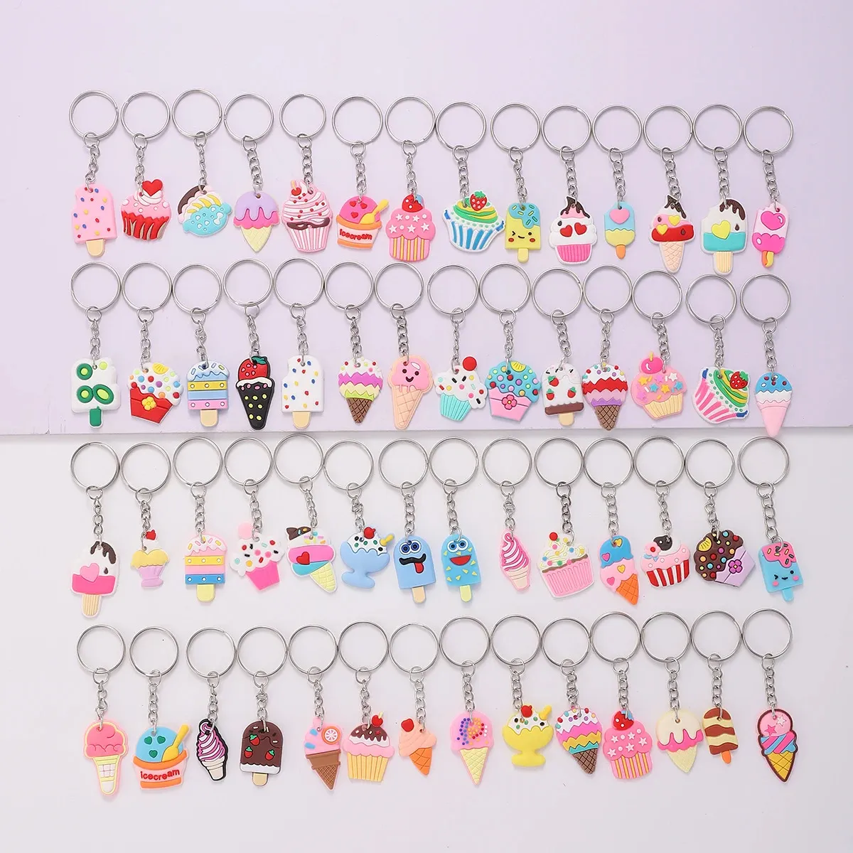 Cute Cartoon Ice Cream Keychains Soft Key Rings For Wallet, Bag ...