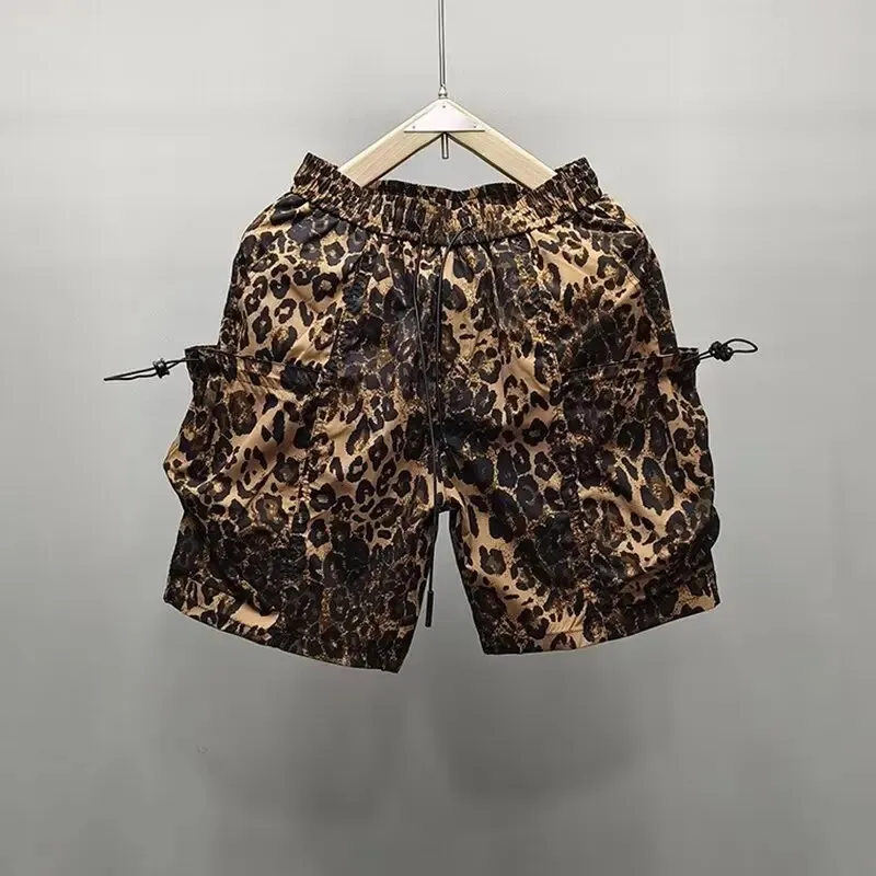 Mens Leopard Print Shorts Sports Shorts Summer Patch Work Shorts High ...