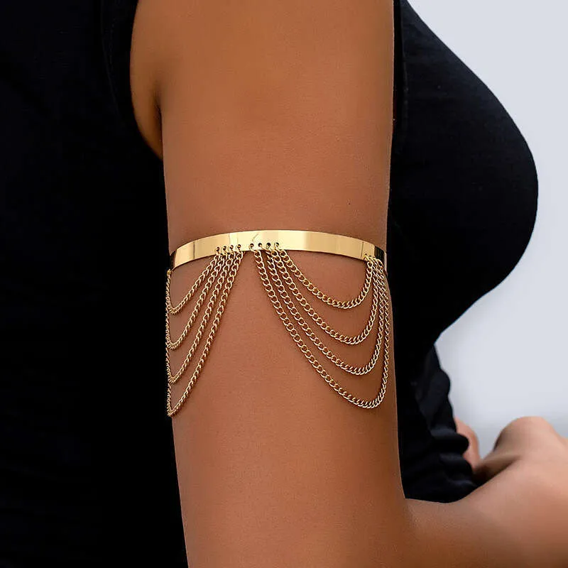 Edgy Punk Armband - Simple Metal Tassel Chain Arm Cuff for Women ...