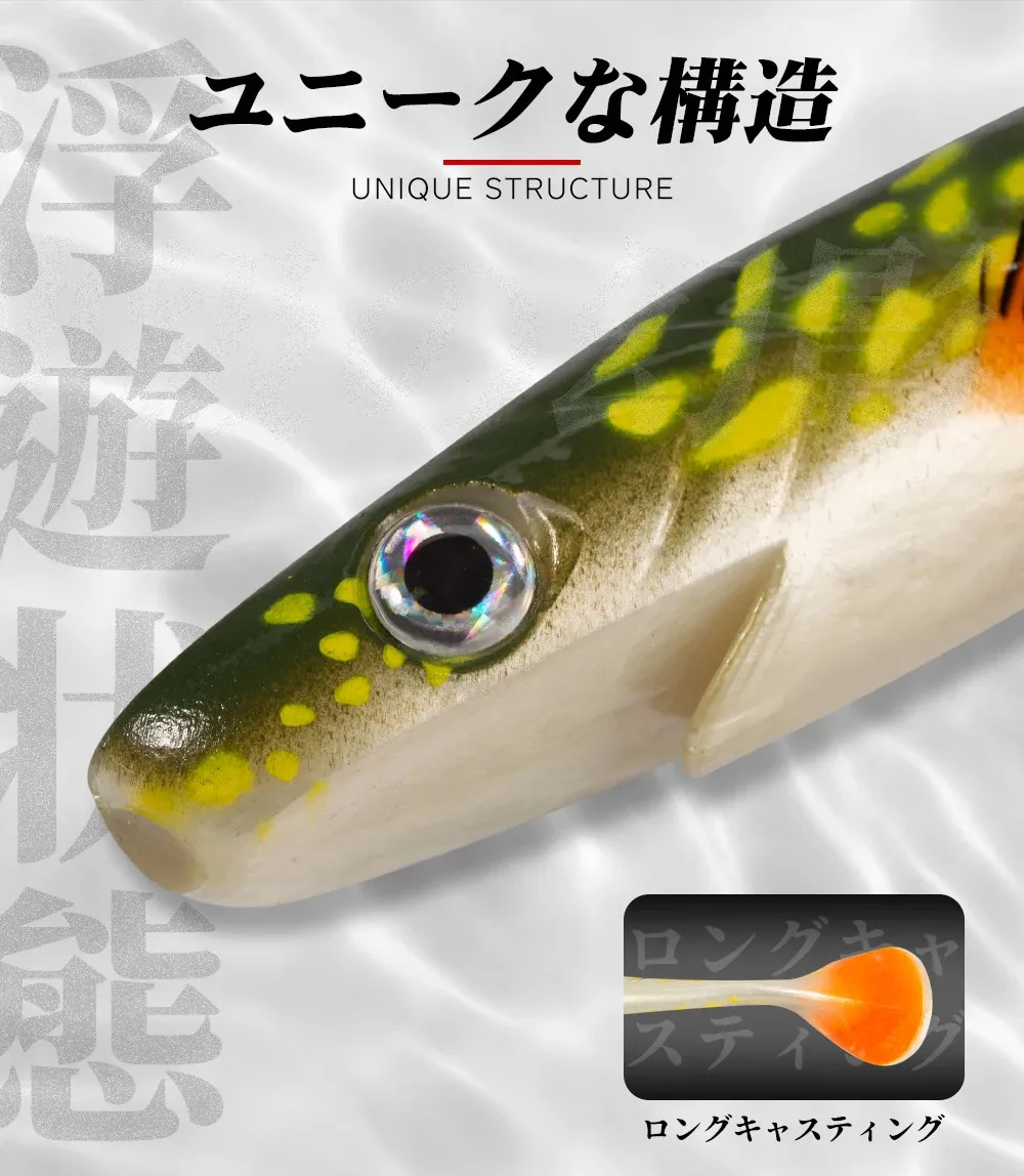 Shad Fishing Soft Bait Pike Lure 20cm 50g Paddle Tail Silicone, Natural ...