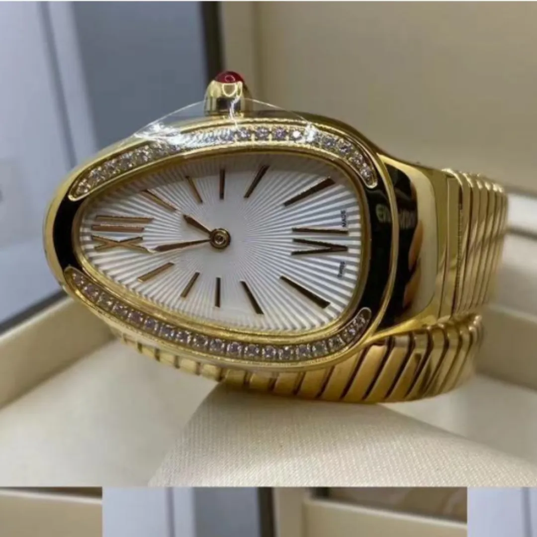 Women's Oval Fashion Watch with Diamond Bezel, S-Shaped Wrap Strap, VK ...