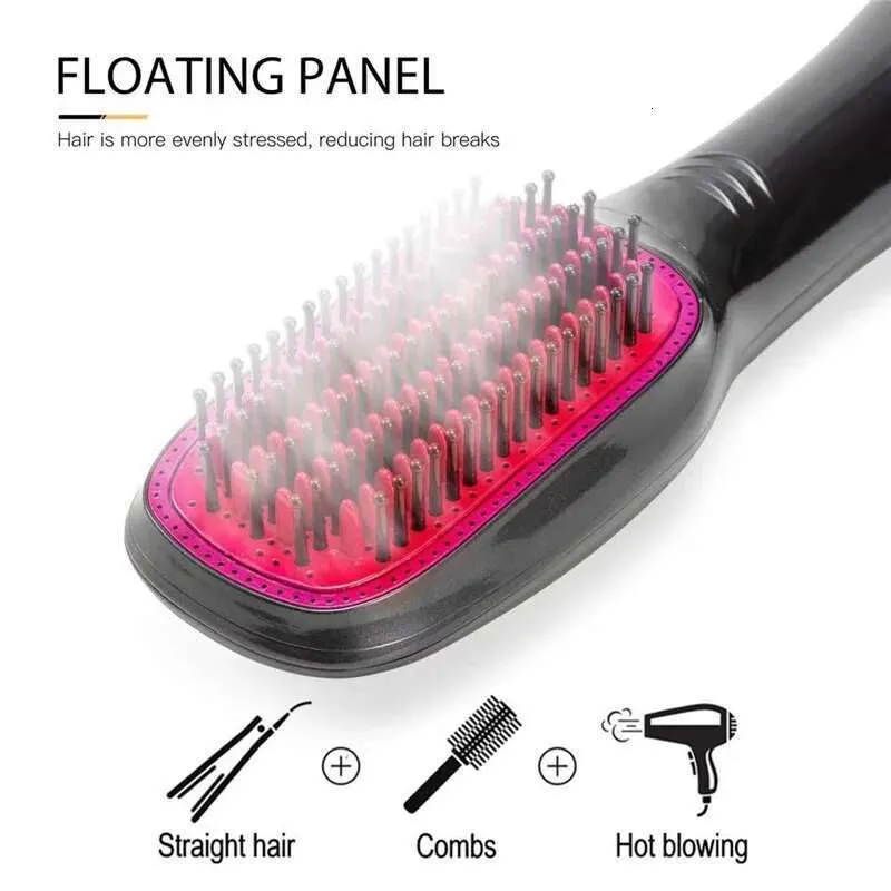 3 In 1 Hot Air Brush Ceramic Coating Hair Straightener Electric Blow ...