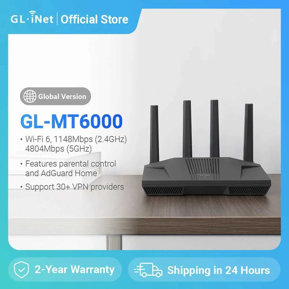 GL.iNet Flint 2 GL-MT6000 WiFi 6 Router - 2.5G Ethernet, OpenWrt ...
