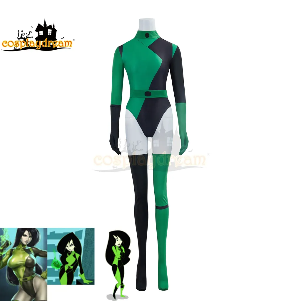 Shego Costume Super Villain Jumpsuit Cosplay Suit Female Sexy Bodysuit ...